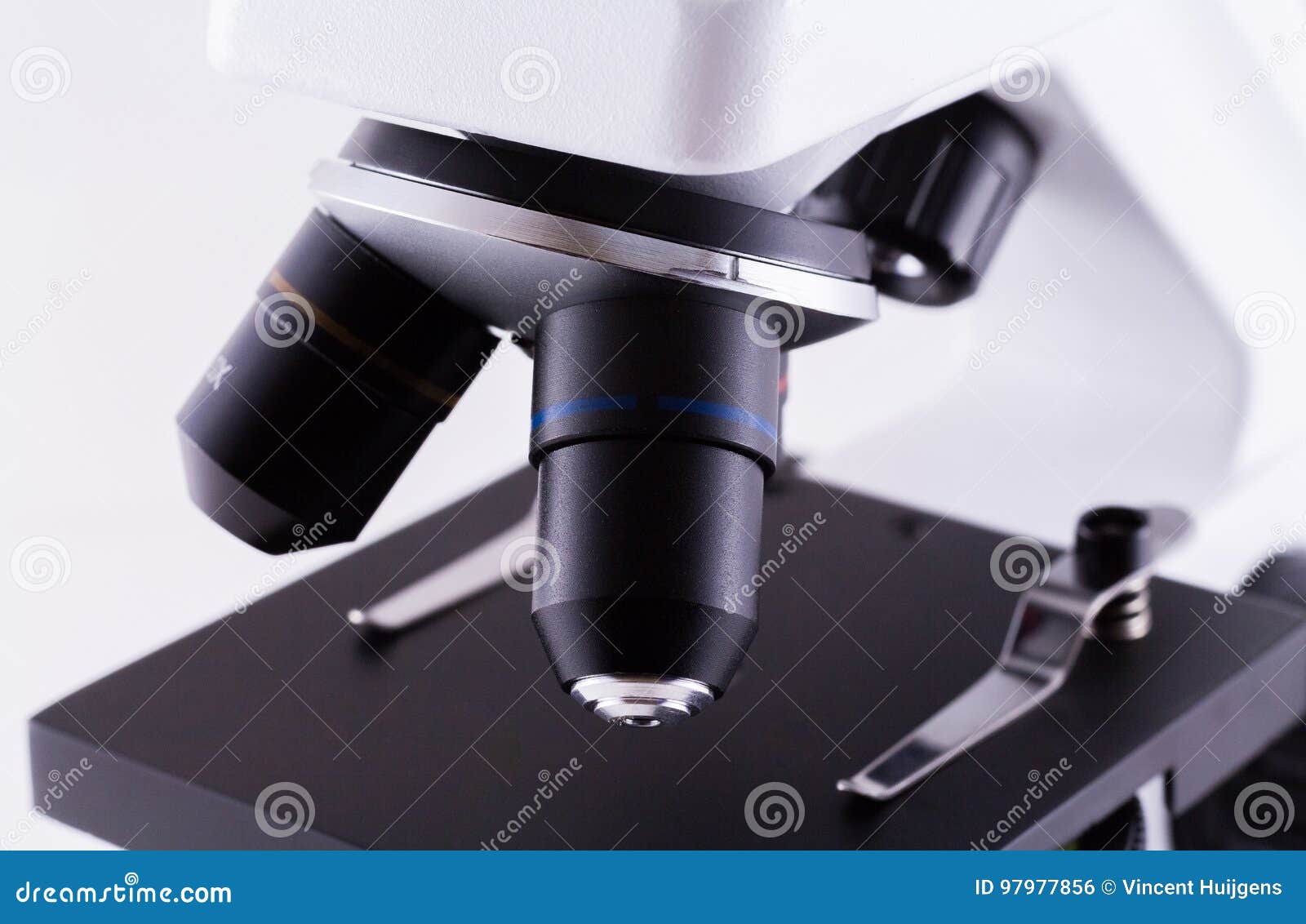 Microscope on White Background Stock Photo - Image of discovery ...