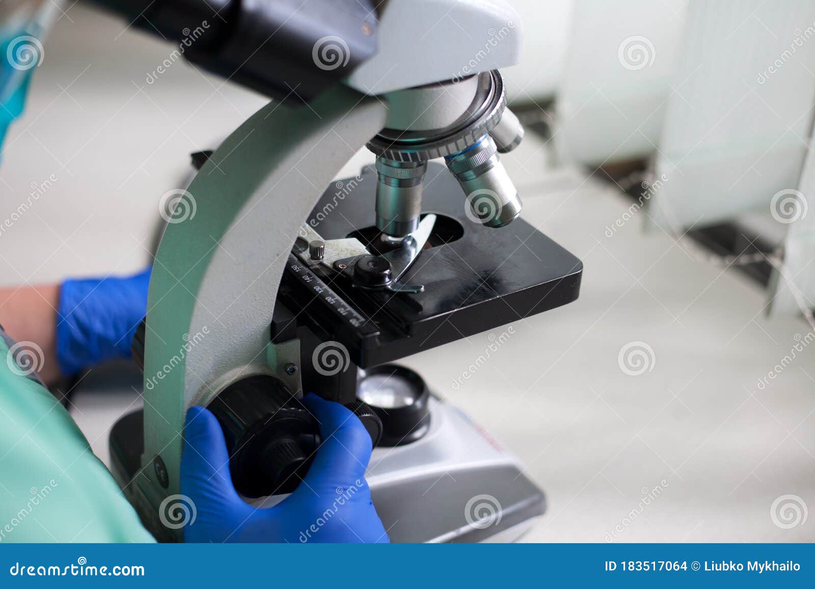 A Microscope is on a White Table in a Hospital Laboratory Stock Photo ...