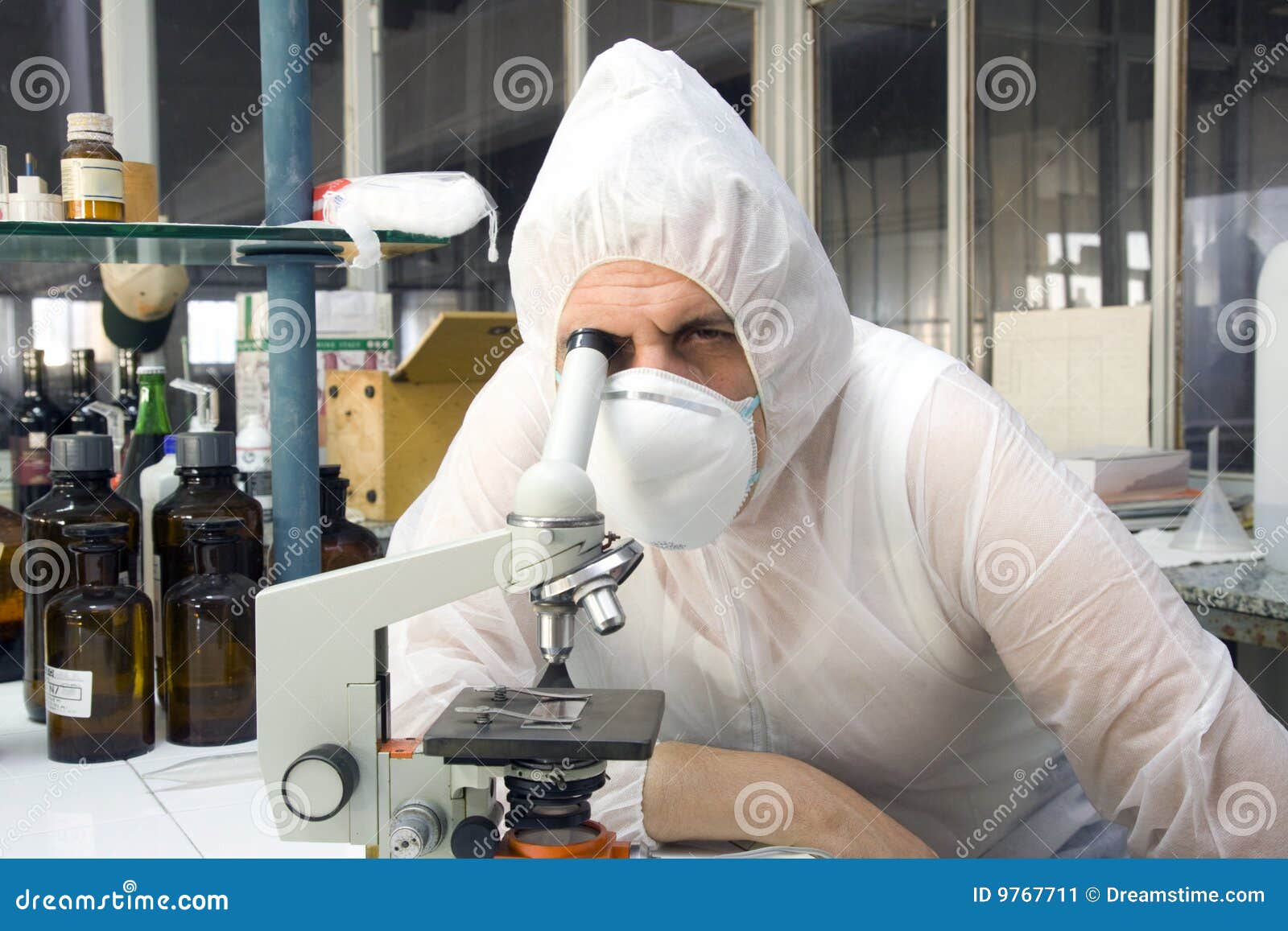 Microscope work stock image. Image of experiment, medicine - 9767711
