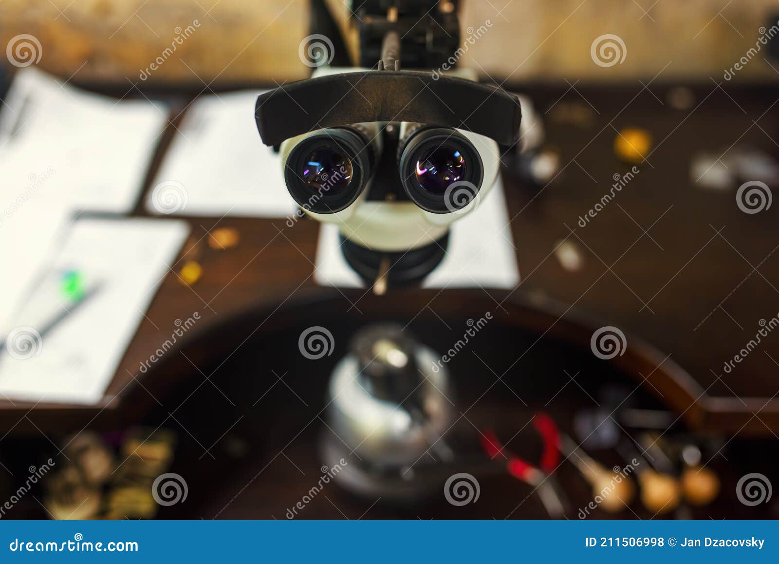 Microscope on a Workbench in a Jewelry Workshop. Stock Photo - Image of ...