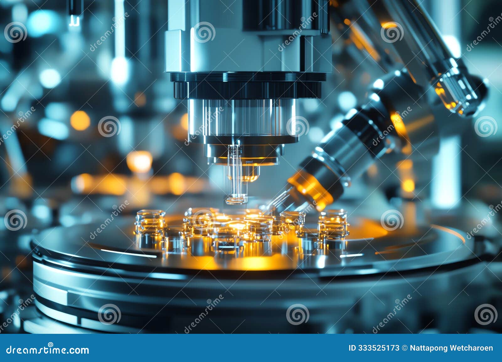 A Microscope with a Yellow Substance on it Stock Illustration ...