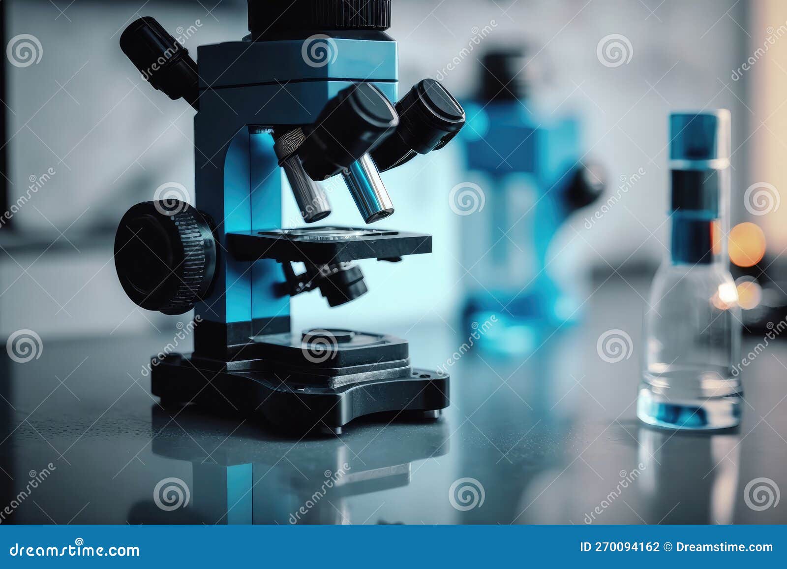 A Microscope on Your Desk in a Study or Laboratory. Stock Illustration ...