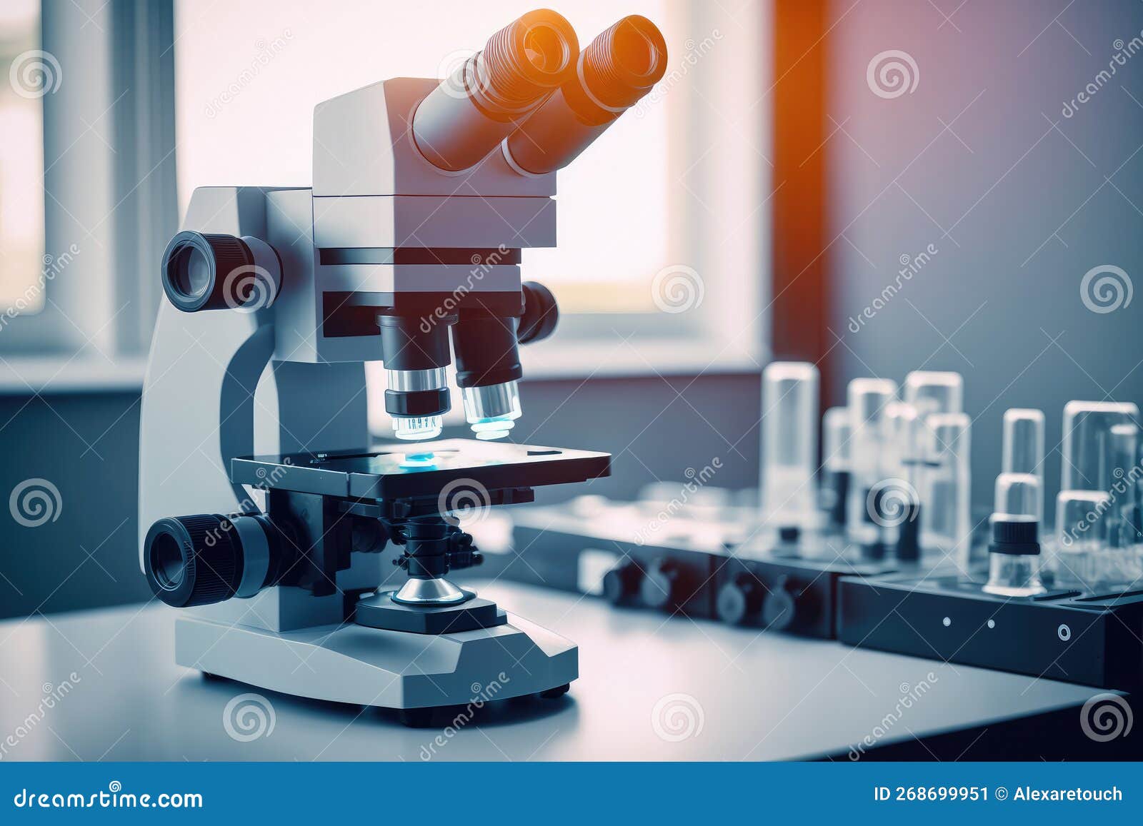 A Microscope on Your Desk in a Study or Laboratory. Stock Image - Image ...