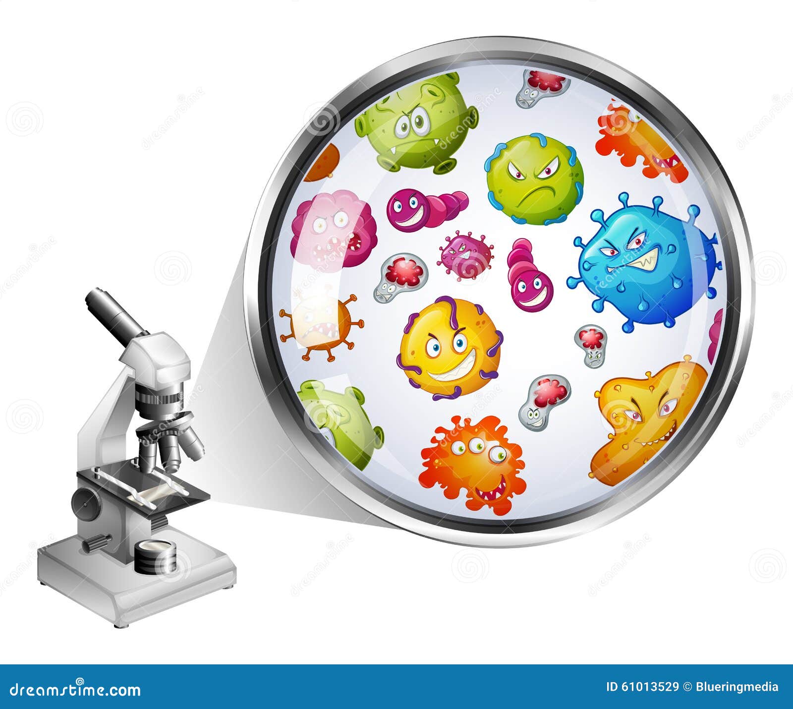 Microscope and Zoom Picture of Bacteria Stock Illustration ...
