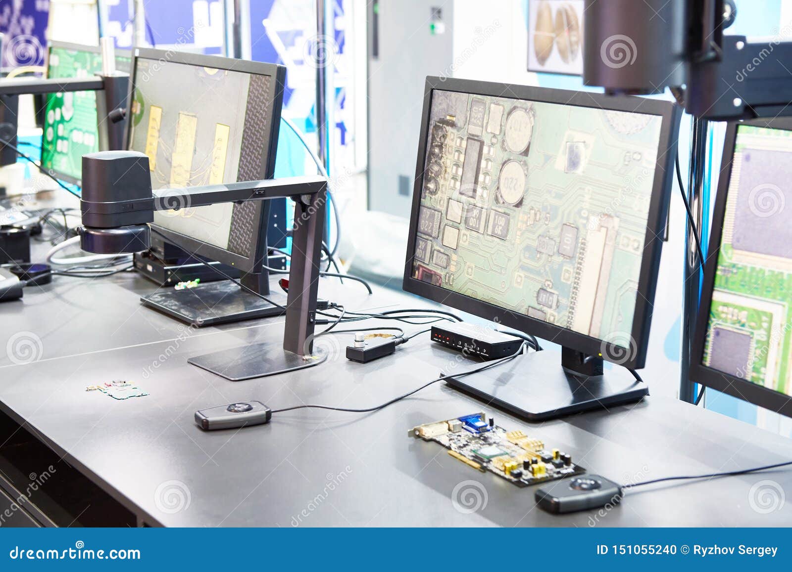 Microscopes for Electronic Boards Stock Photo - Image of device ...