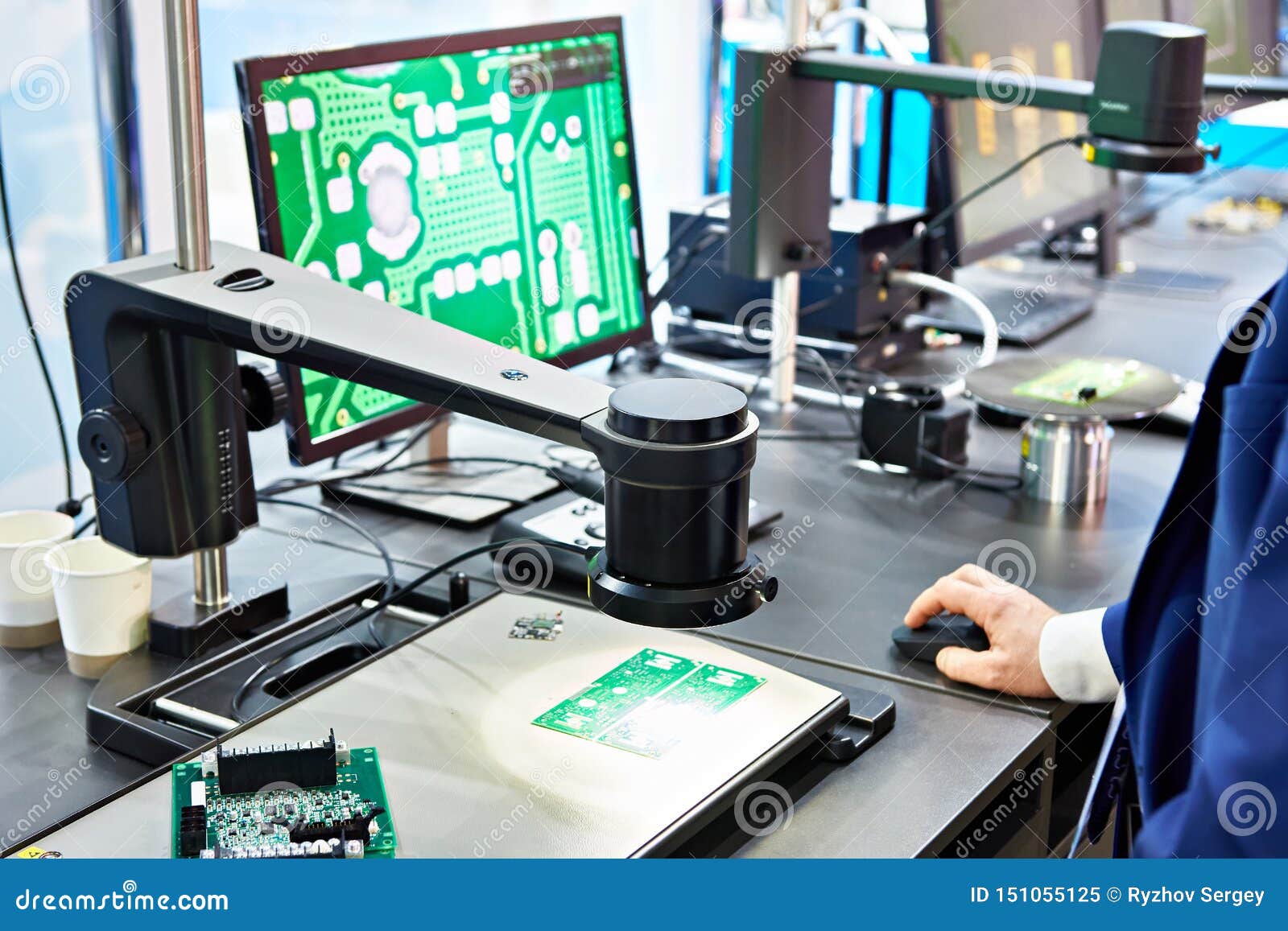 Microscopes for Electronic Boards with Monitors Stock Image - Image of ...