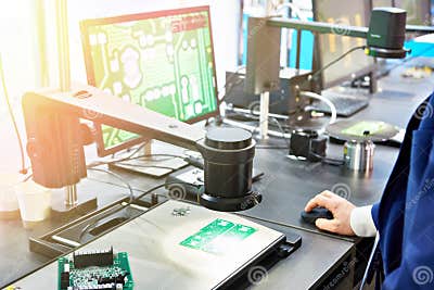 Microscopes for Electronic Boards with Monitors Stock Image - Image of ...