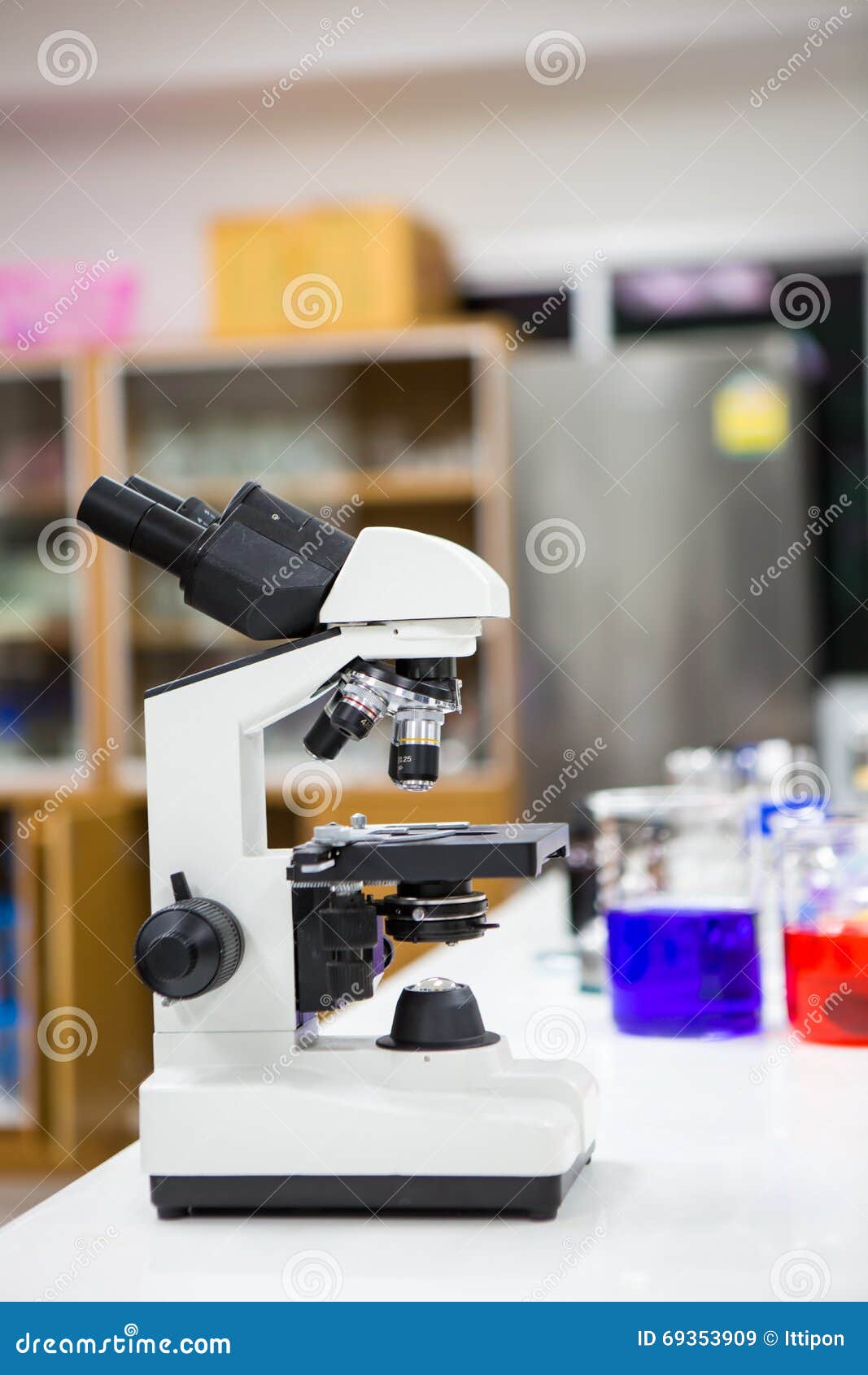Microscopes in a lab stock image. Image of leukemia, magnification ...