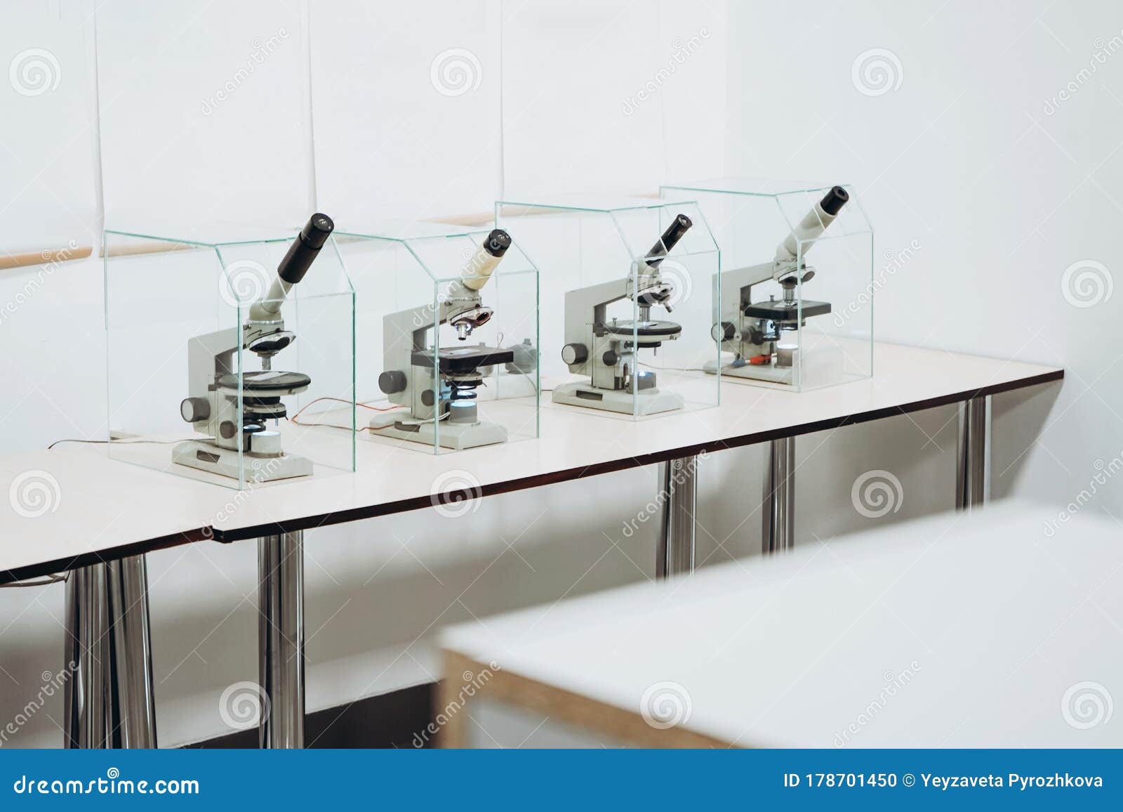 Microscopes on the table stock photo. Image of investigation - 178701450
