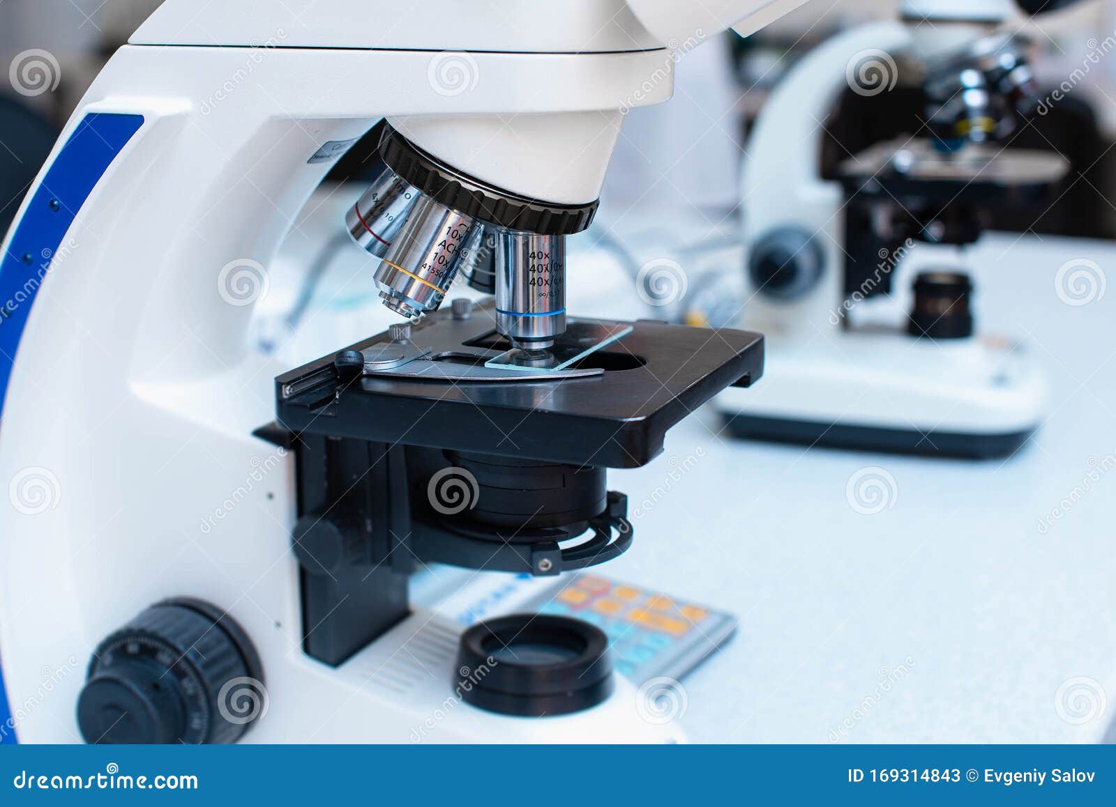 Microscopes on the Table in the Laboratory. Medical Laboratory for the ...