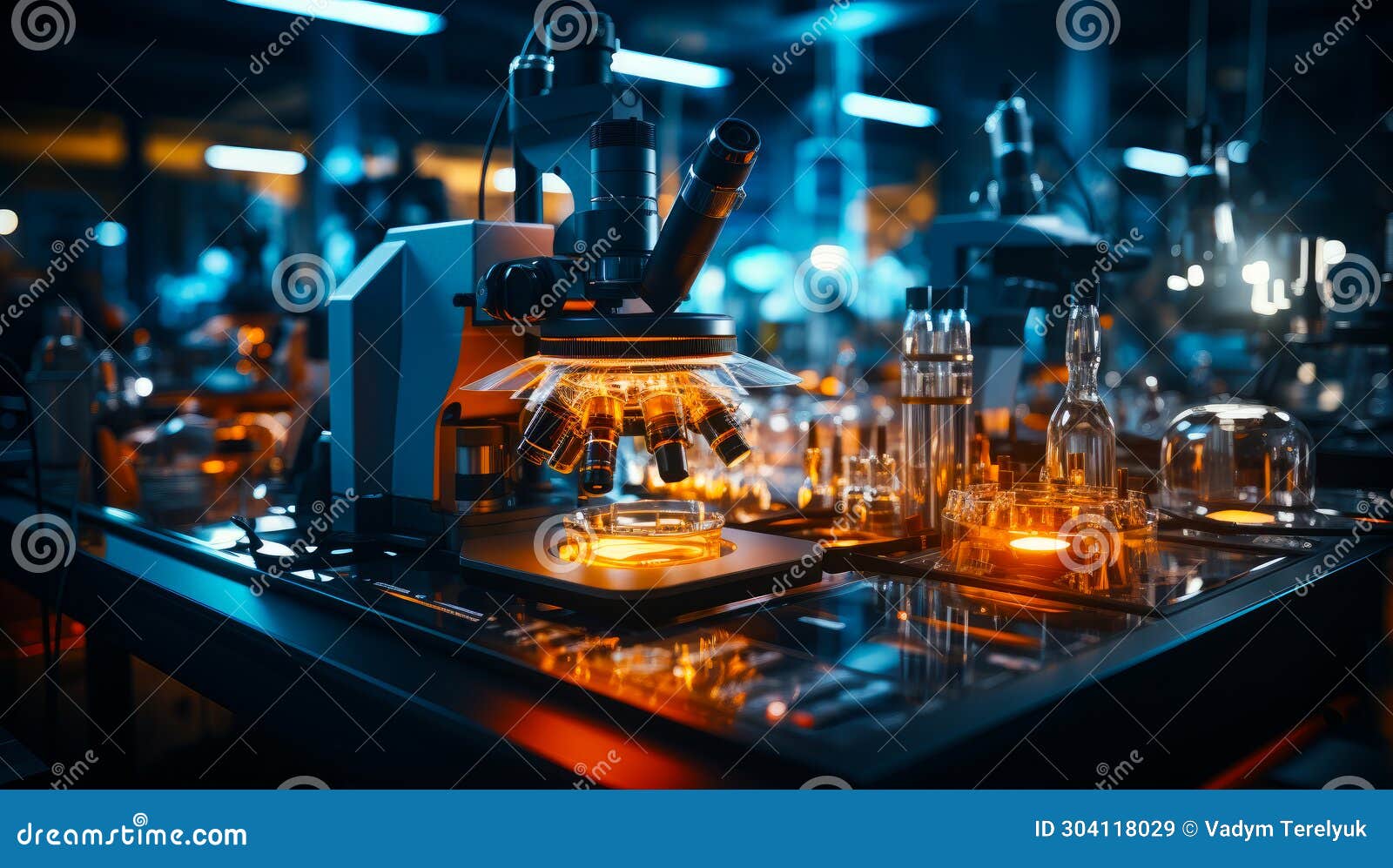 Microscopes and Test Tubes on the Tables Inside the Scientific ...
