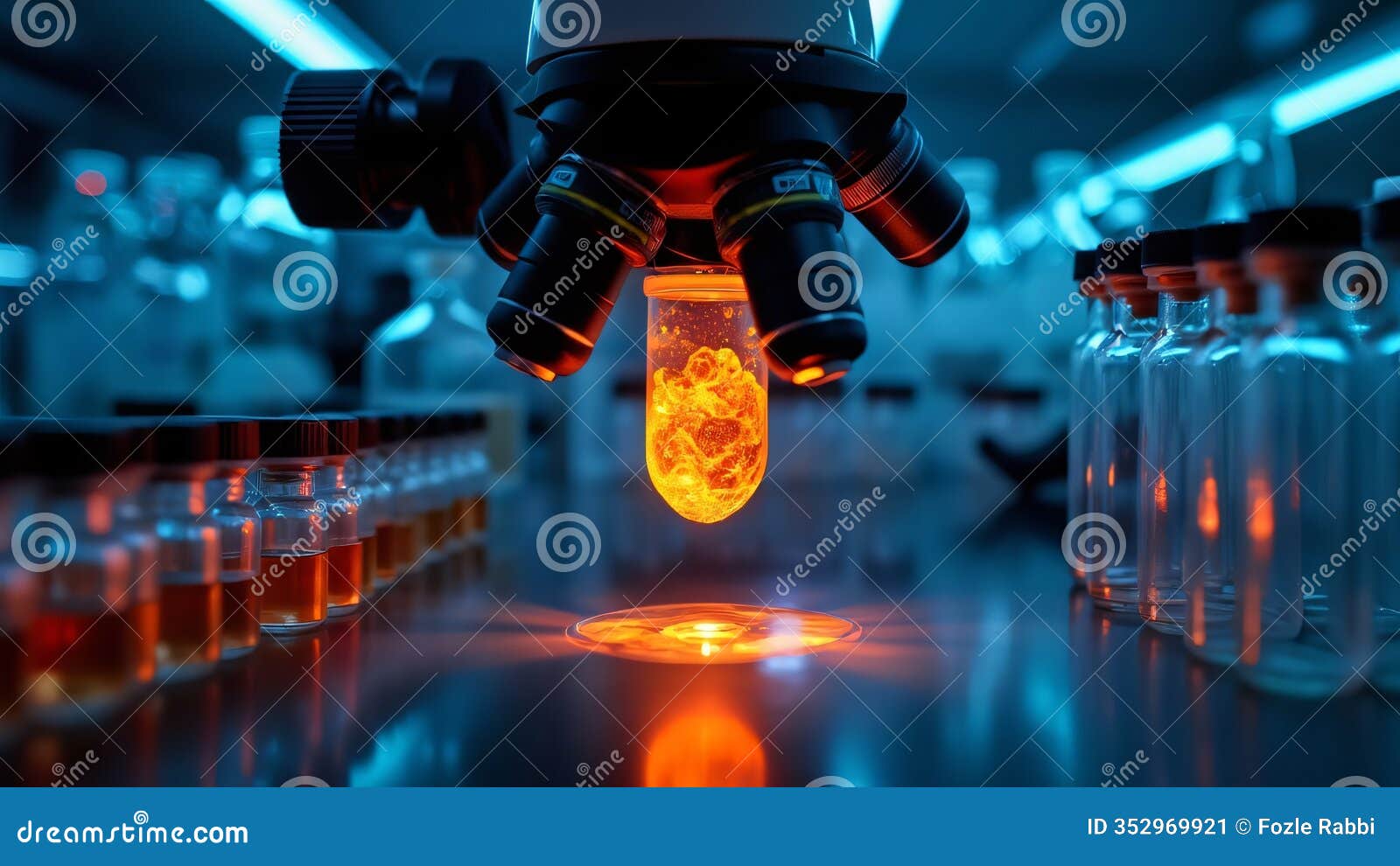 Microscopic Analysis of Luminous Sample in Modern Good Resolution Stock ...