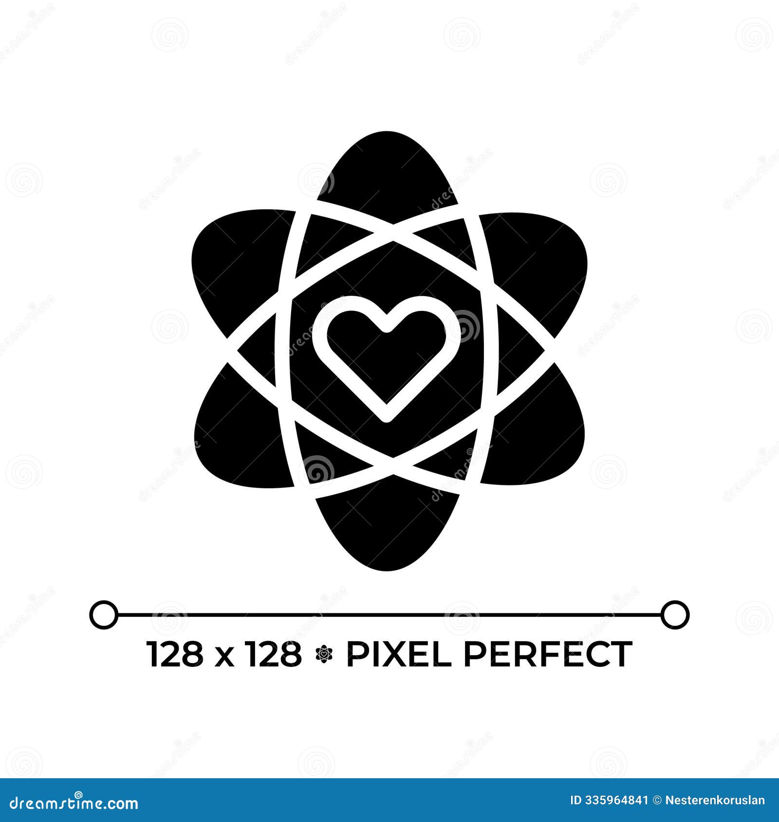 Atom And Heart Shape Outline Icon Cartoon Vector | CartoonDealer.com ...