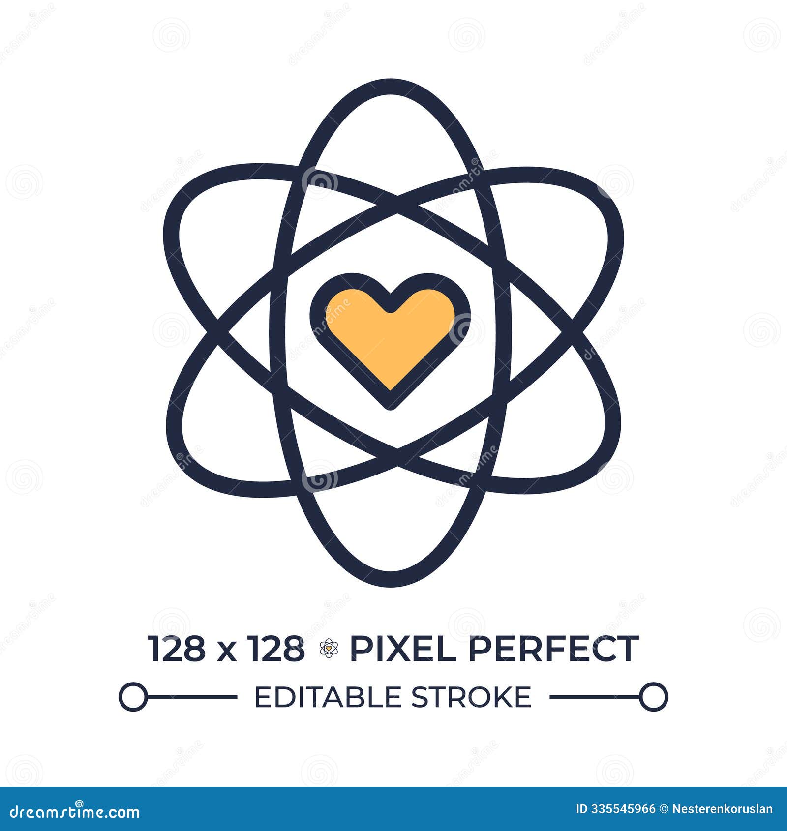 Microscopic Atom Heart RGB Pixel Perfect Color Icon Stock Illustration ...