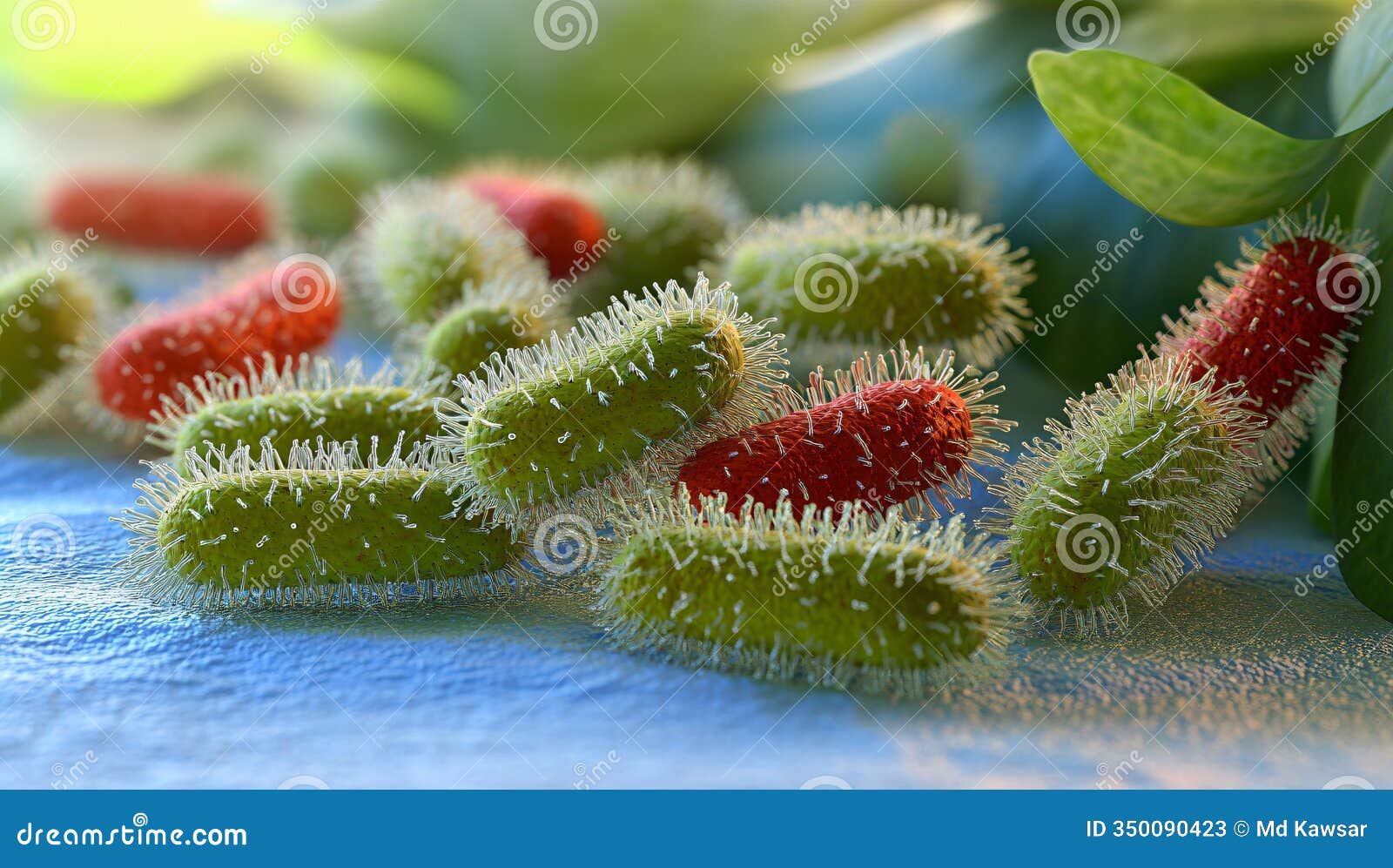Microscopic Bacteria Colony 3D Render Green Red High Quality Image ...