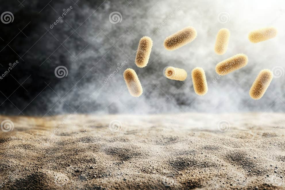 Microscopic Bacteria in Dusty Environment Stock Photo - Image of spores ...