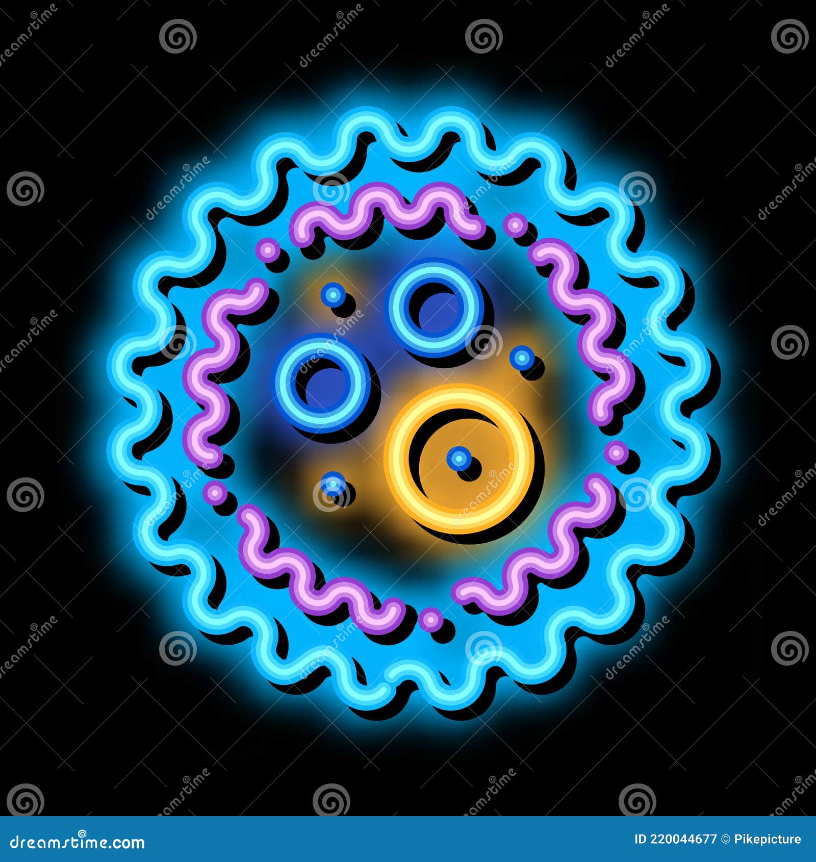 Microscopic Bacterium Microgerm Neon Glow Icon Illustration Stock ...