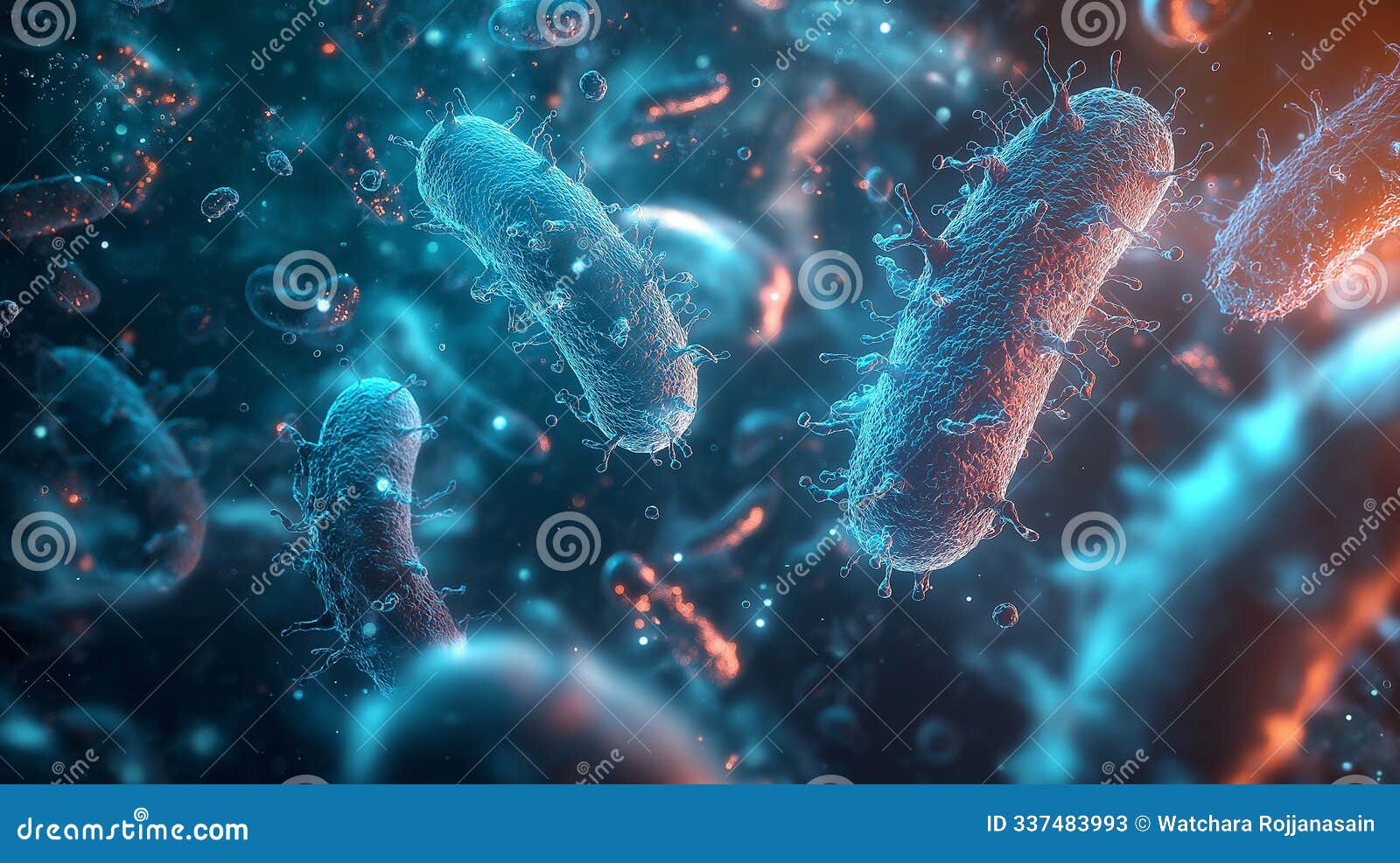 Microscopic Battle: Viruses and Bacteria Stock Image - Image of battle ...