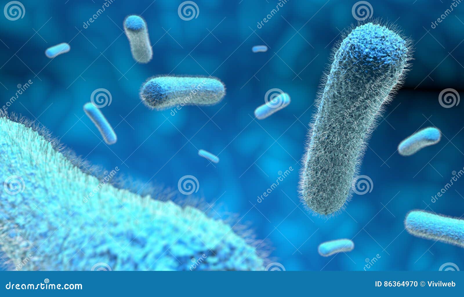 Microscopic blue bacteria stock illustration. Illustration of infection ...