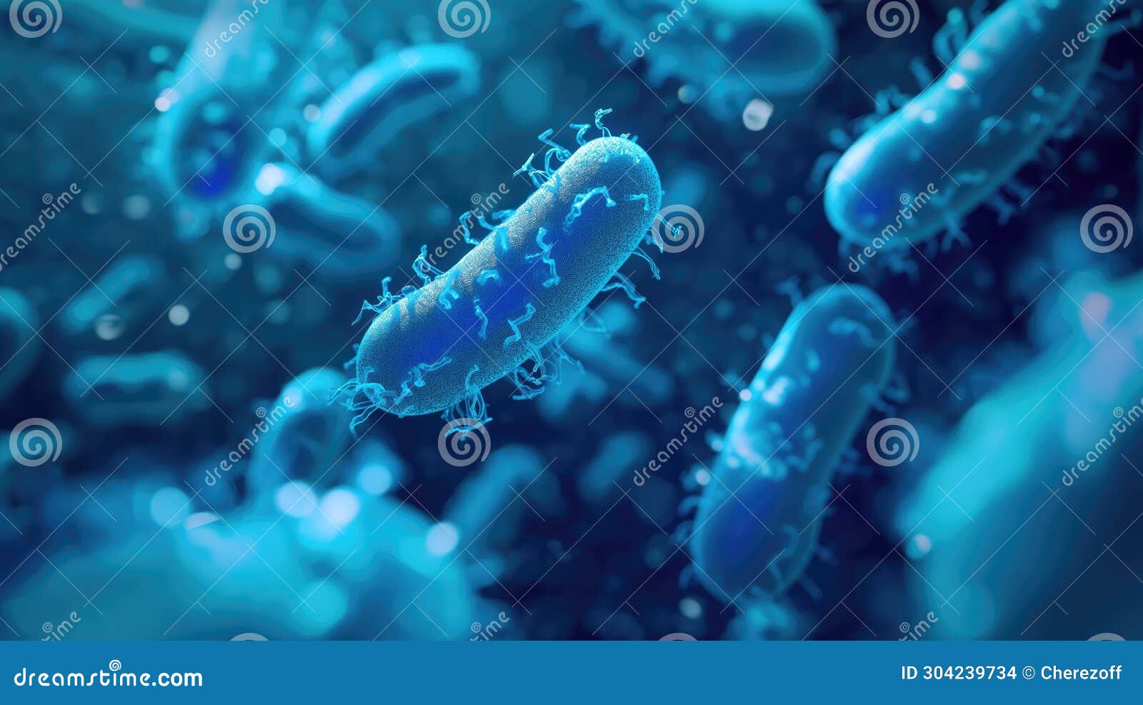 Microscopic Blue Bacteria in the Microcosm Stock Illustration ...
