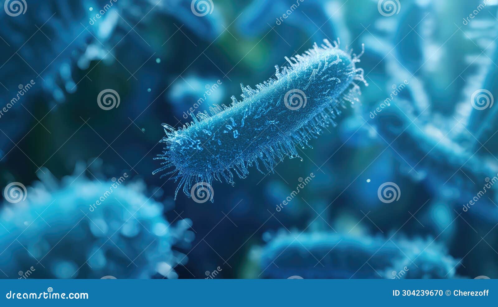 Microscopic Blue Bacteria in the Microcosm Stock Illustration ...