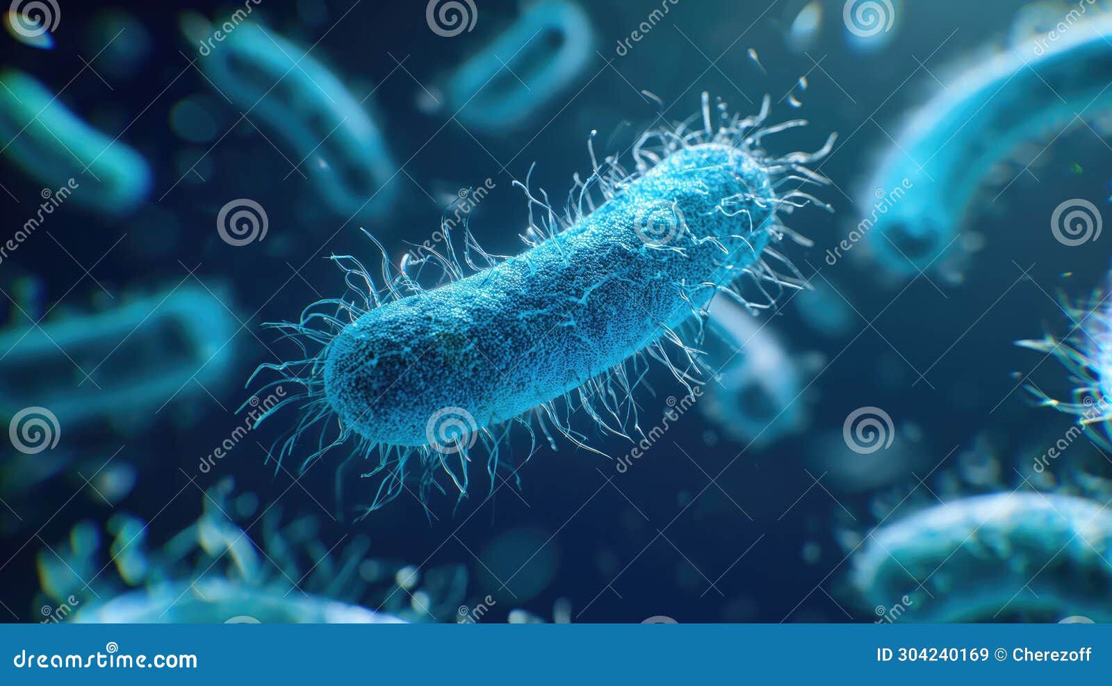 Microscopic Blue Bacteria in the Microcosm Stock Illustration ...