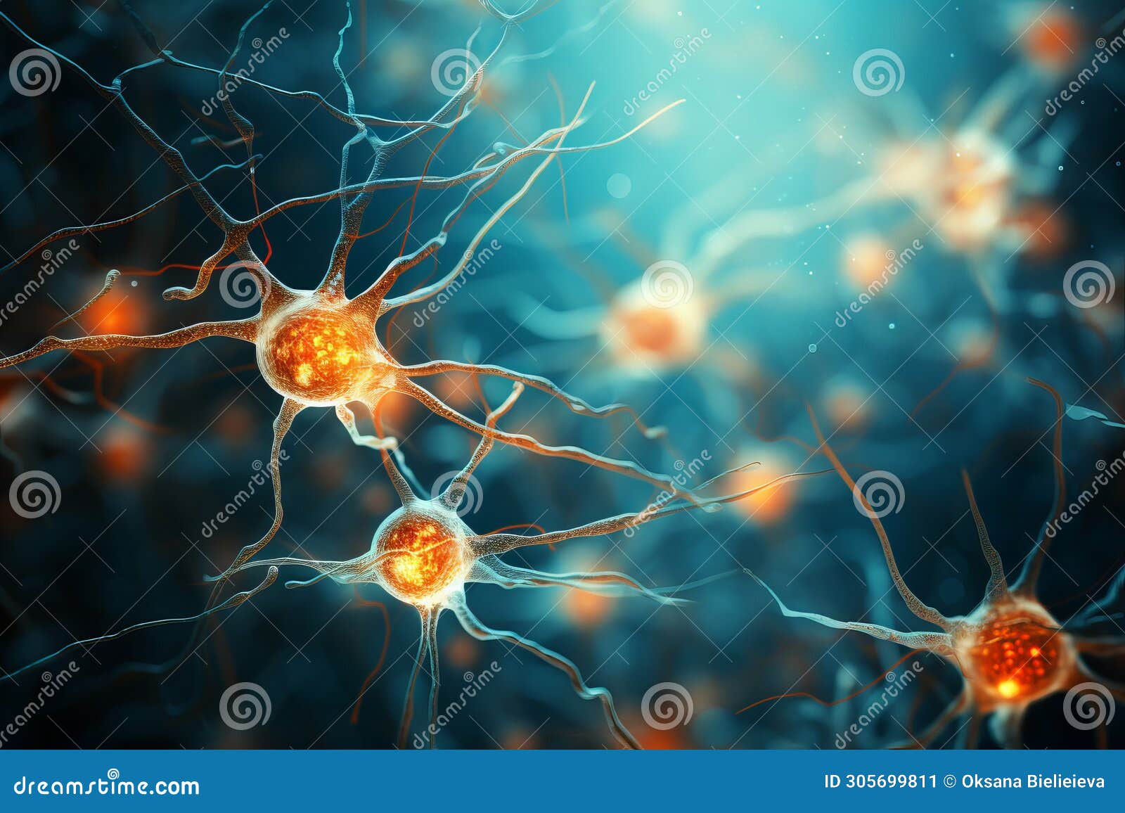Microscopic Blue Neuron in Laboratory Setting, Neurological Research ...