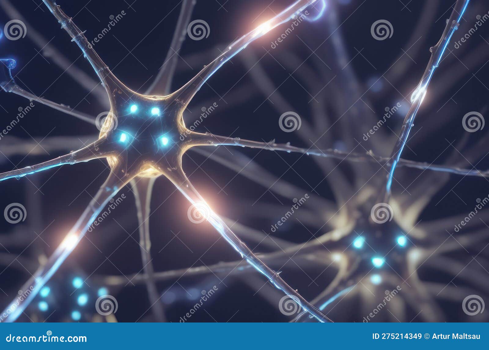 Microscopic Brain Cells:Glowing Synapses and Dendrites Under Microscope ... Microscopic Brain Cells:Glowing Synapses and Dendrites Under Microscope ...