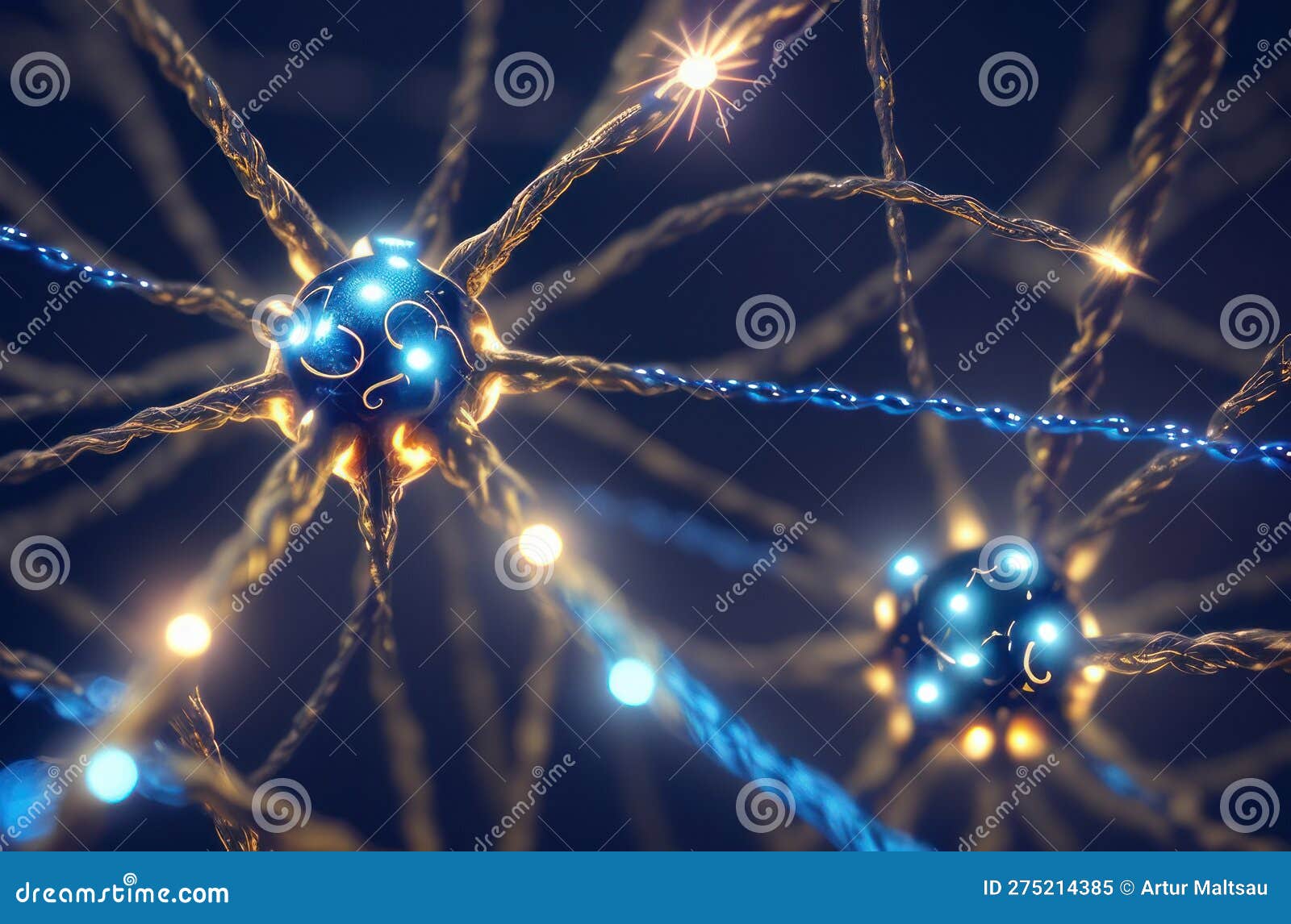 Microscopic Brain Cells:Glowing Synapses and Dendrites Under Microscope ... Microscopic Brain Cells:Glowing Synapses and Dendrites Under Microscope ...