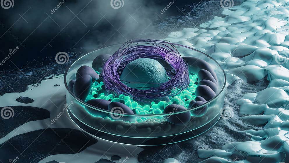 Microscopic Cell Structure, 3D Render of a Cell in High Quality Image ...