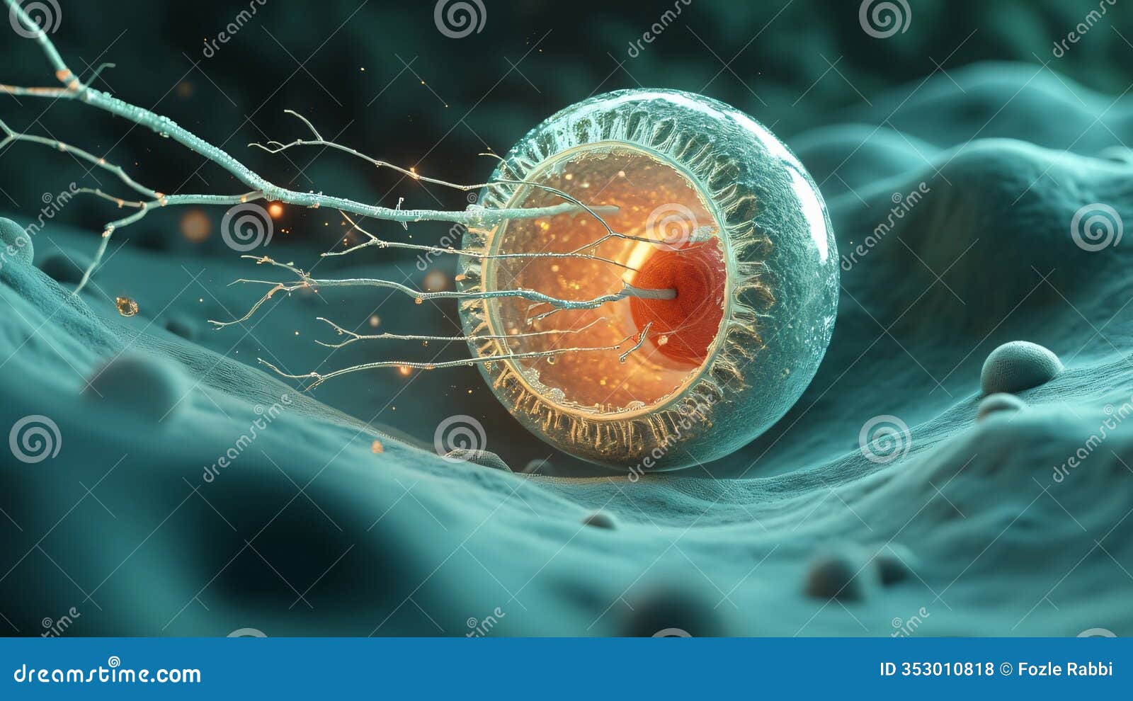 Microscopic Cell Structure Glowing Branches Good Resolution Stock ...