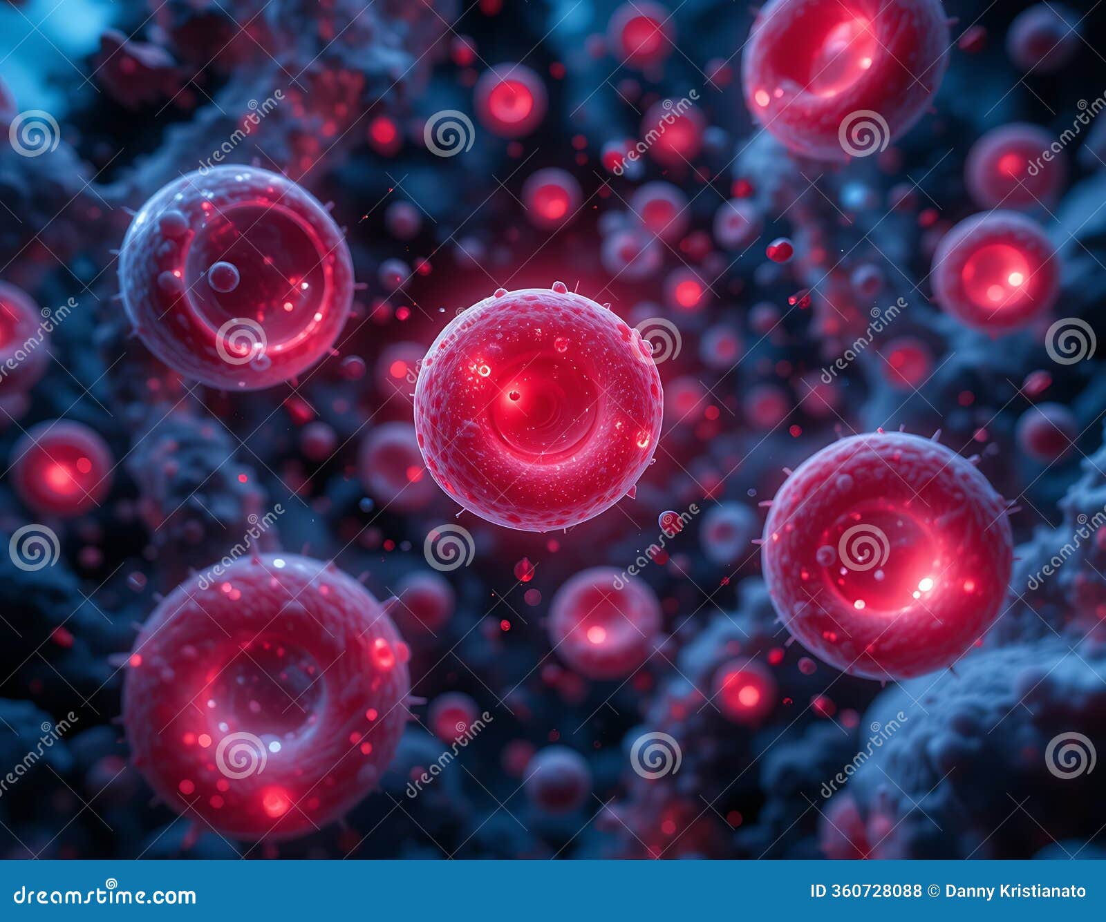 Microscopic Cell Structures Red Glowing Biology Image Stock ...