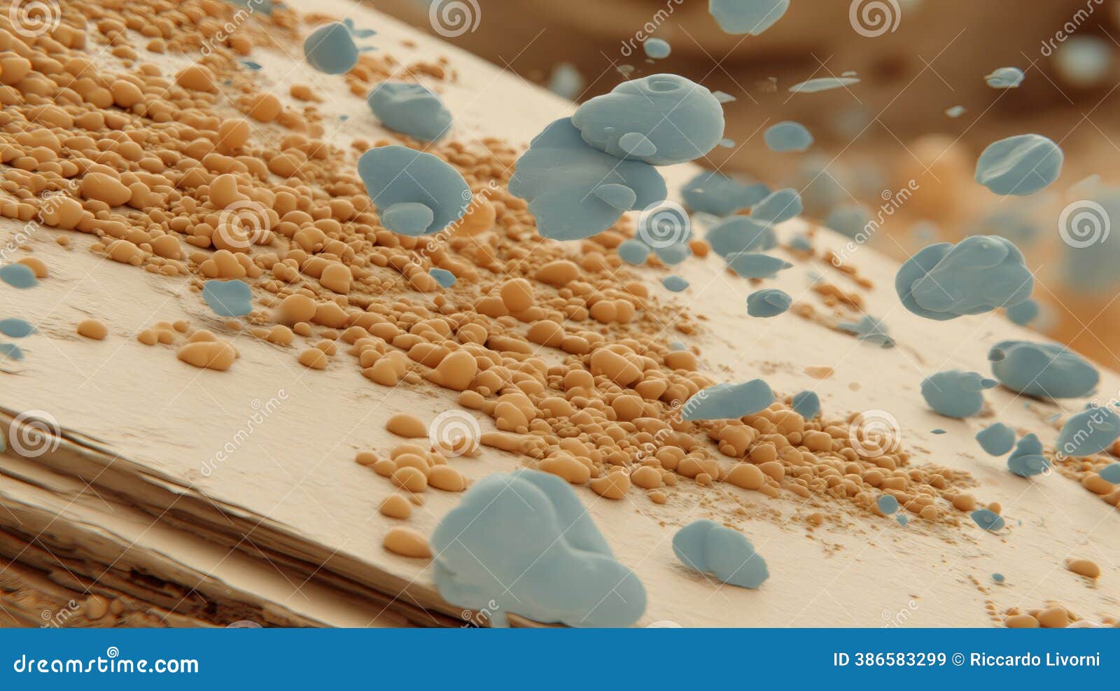 Microscopic View Of Organic Cells Interacting, Creating A Biomolecular ...