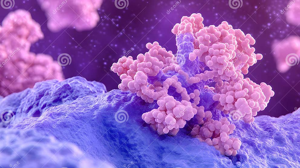 Microscopic Cellular Structure 3D Render, Pink and Royalty Free Image ...