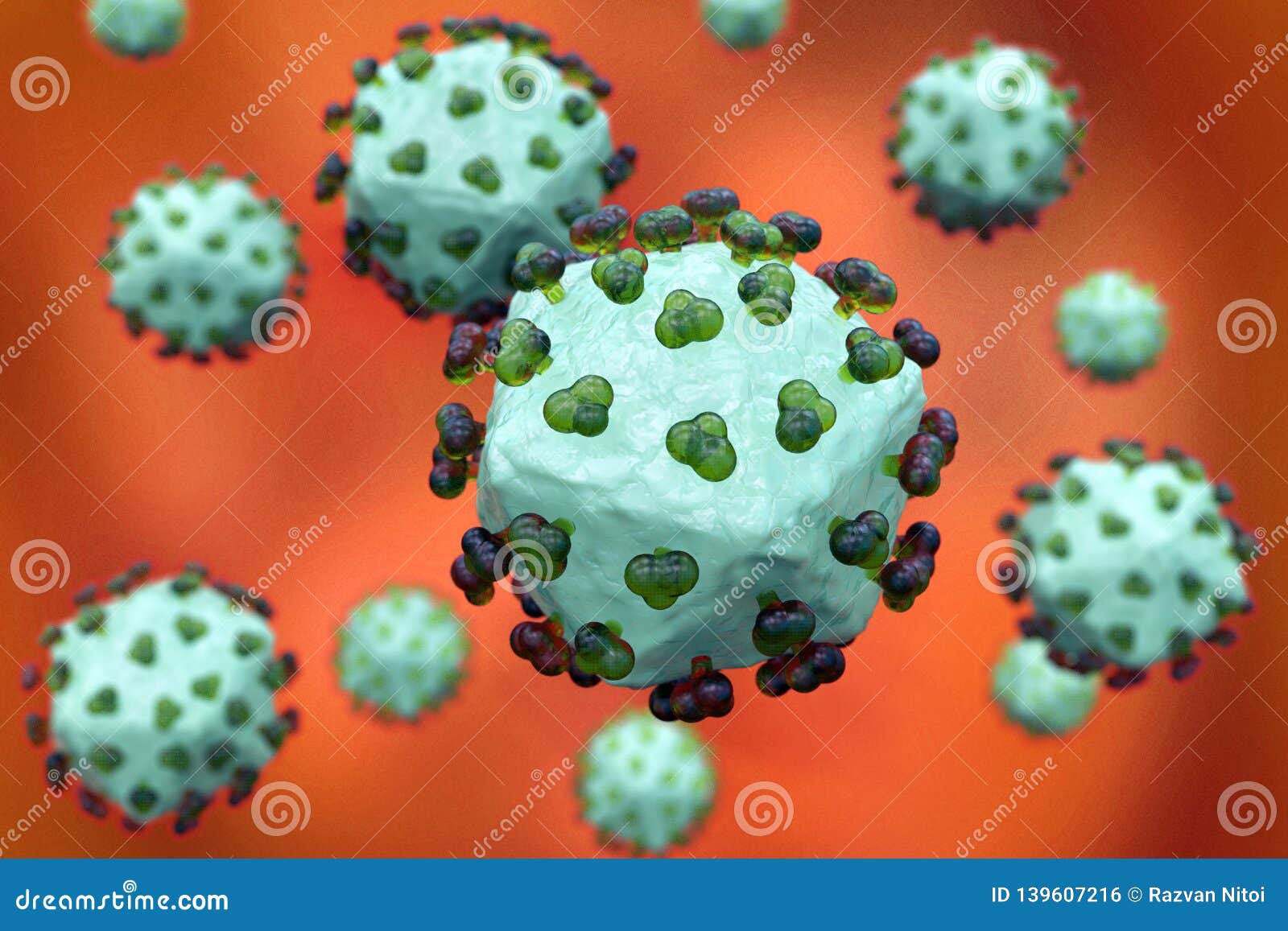 Virus Cells Invading Host Organism Causing Disease, Under Microscope ...
