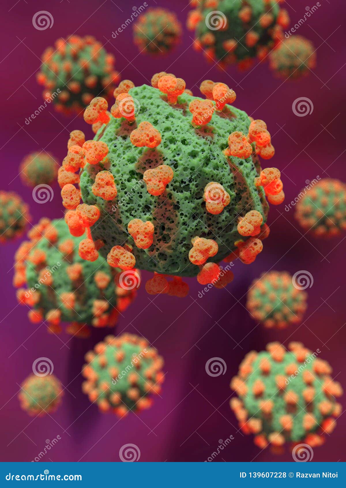 Virus Cells Invading Host Organism Causing Disease, Under Microscope ...