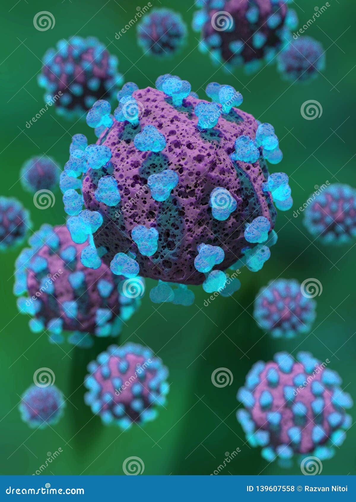 Virus Cells Invading Host Organism Causing Disease, Under Microscope ...