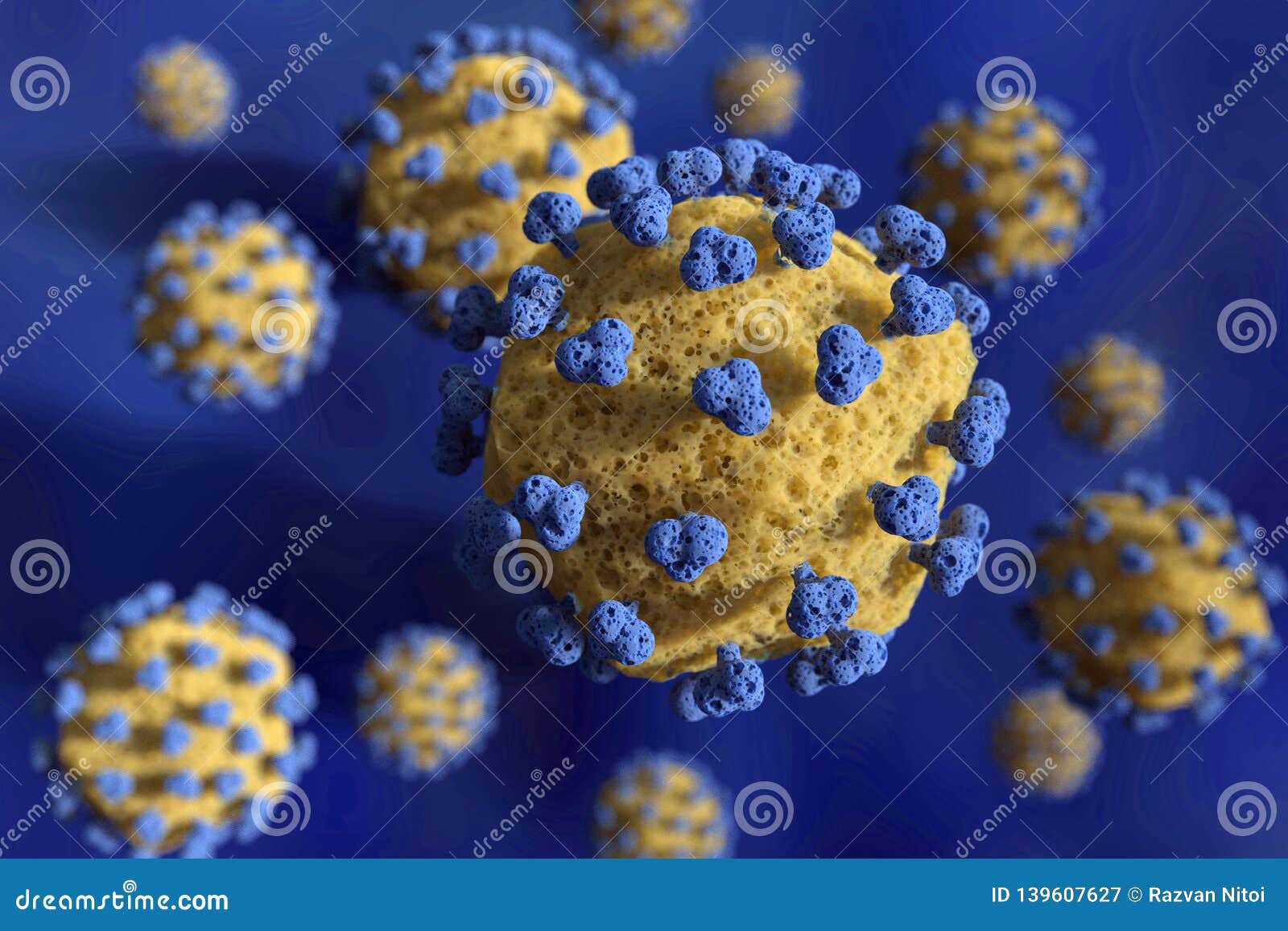 Virus Cells Invading Host Organism Causing Disease, Under Microscope ...