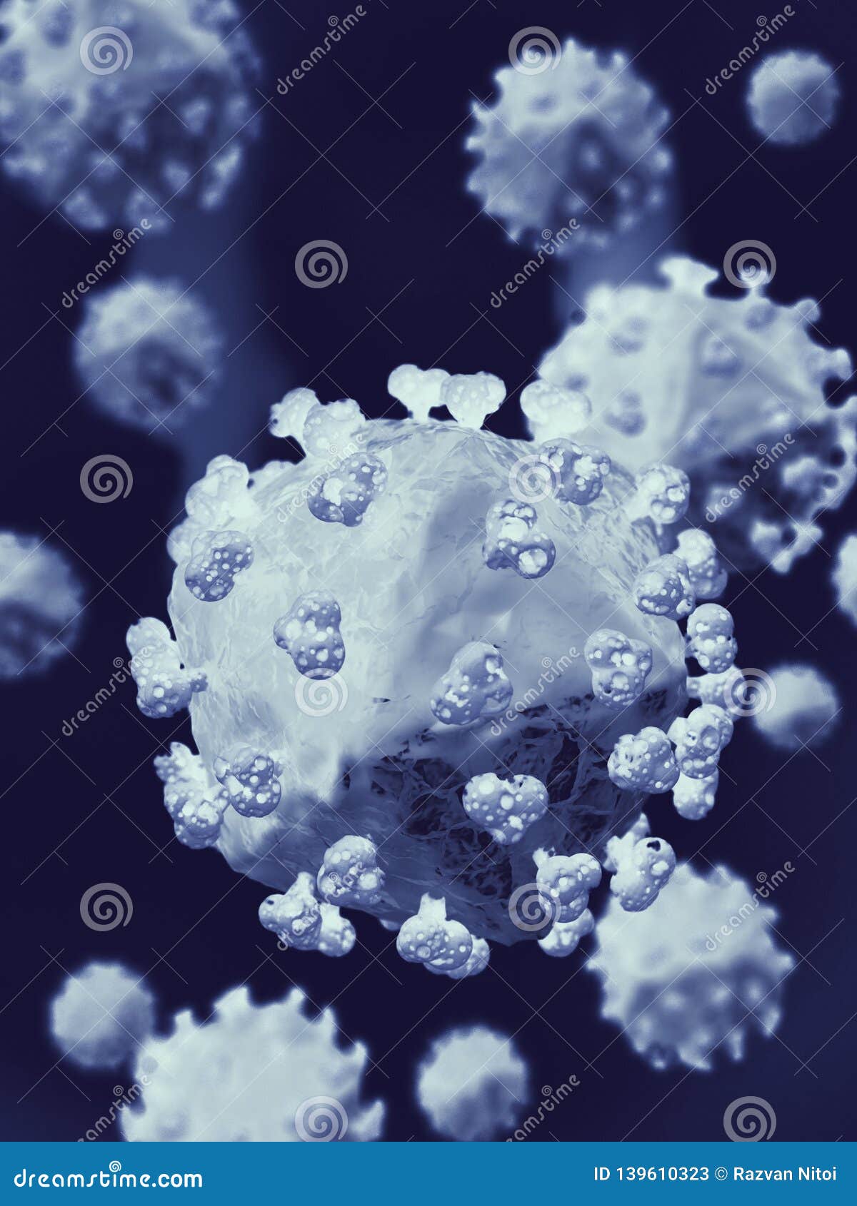 Virus Cells Invading Host Organism Causing Disease, Under Microscope ...