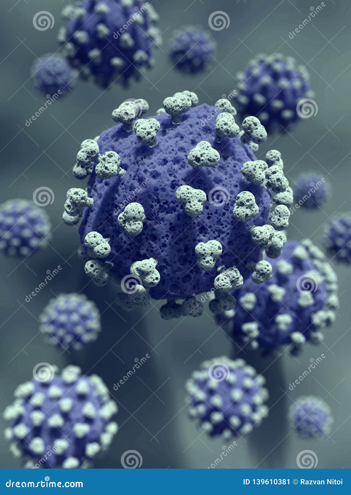 Virus Cells Invading Host Organism Causing Disease, Under Microscope ...