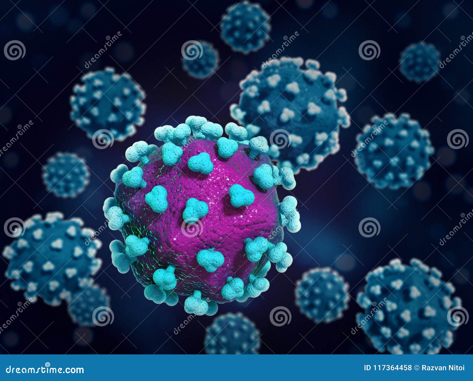 Virus Cells Spreading Epidemic, Microscopic Macro Shot Stock ...