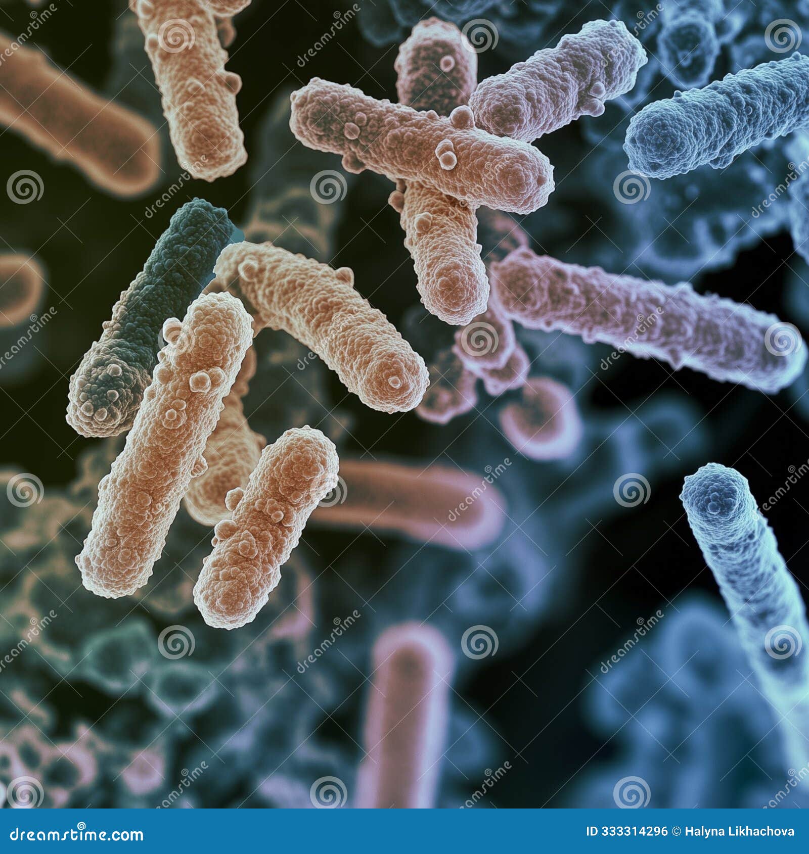 Microscopic Closeup of Bacteria with Intricate Structures and Vibrant ...