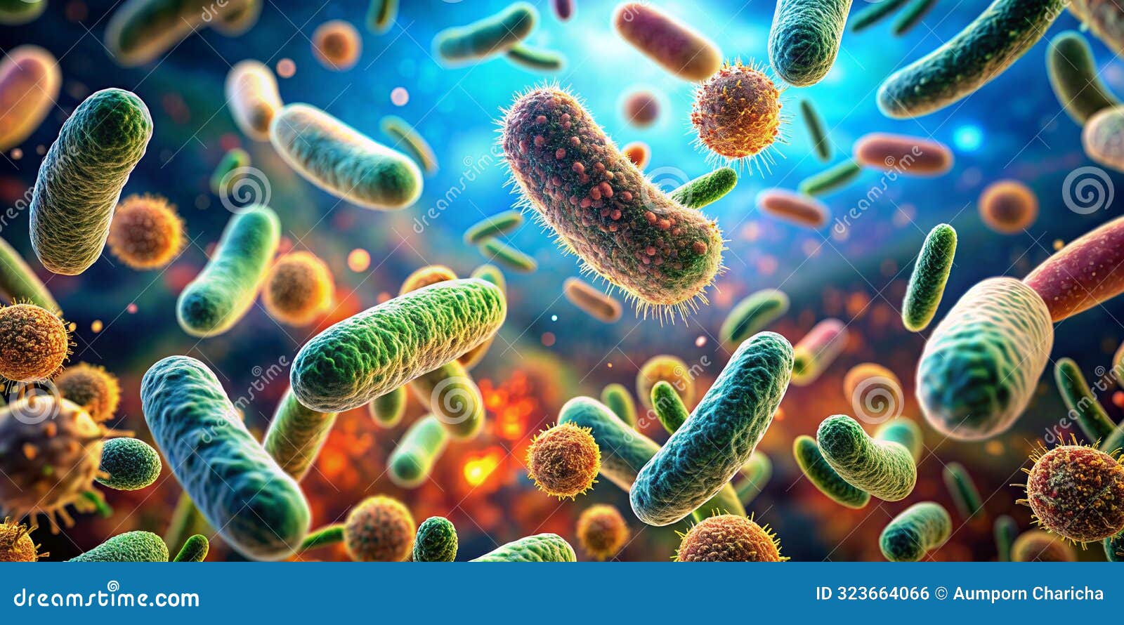 A Microscopic Closeup of Bacteria and Microbes AI-Generated Content ...