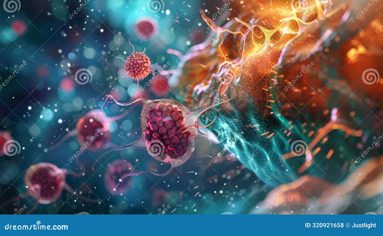 A Microscopic Closeup of Stem Cells Fusing with a Target Tissue and ...