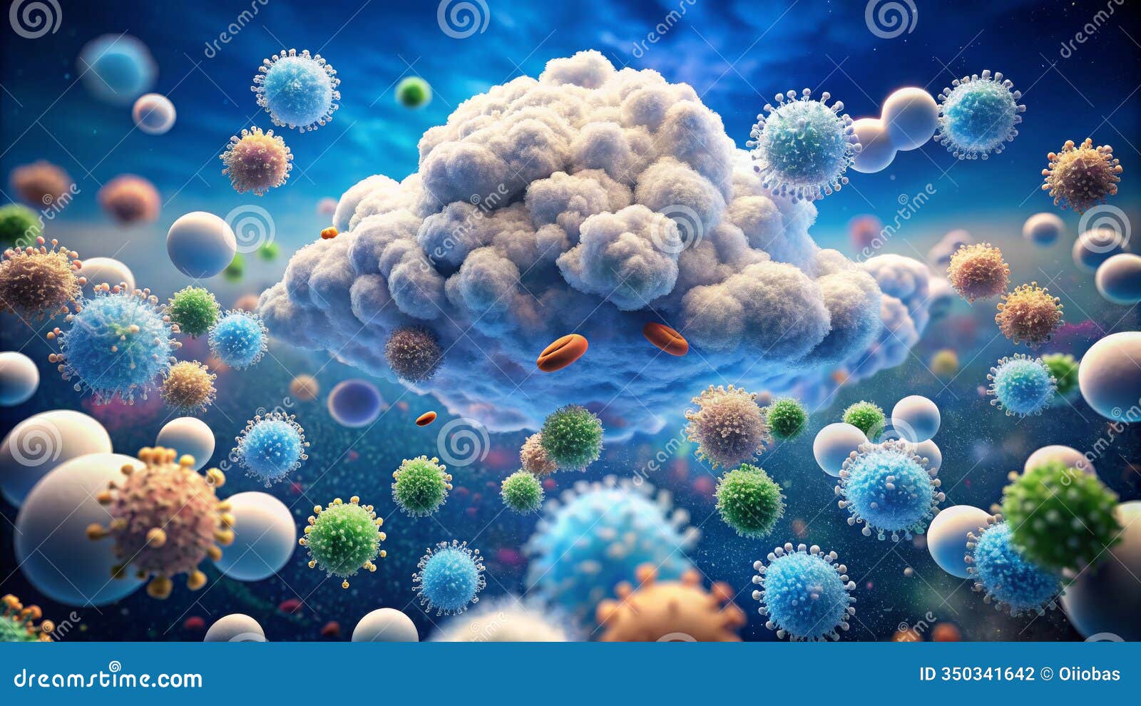 Microscopic Cloud Viral Composition and Blood Cells Stock Illustration ...