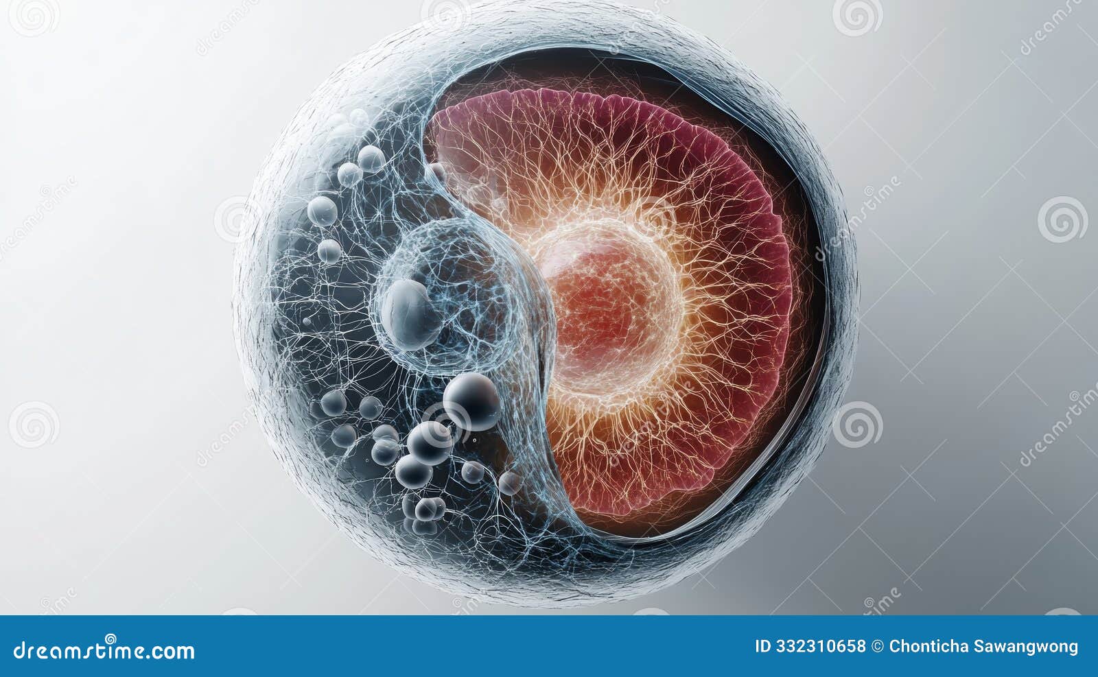 A Microscopic Cross-section of a Fertilized Egg, Showcasing the ...