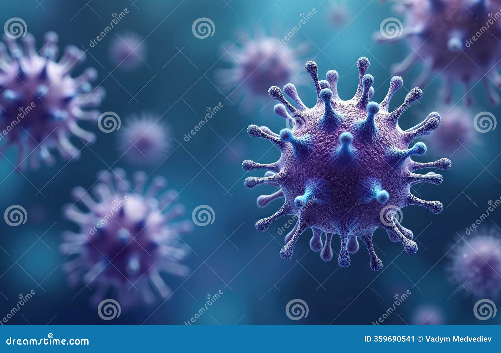 Microscopic 3D Render of Cancer Cells, Microorganisms. Cells Display ...