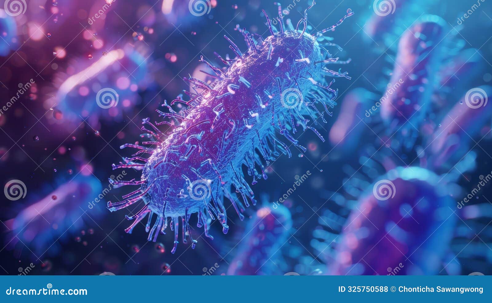 Microscopic 3D Rendering of Bacteria in a Colorful and Abstract Style ...