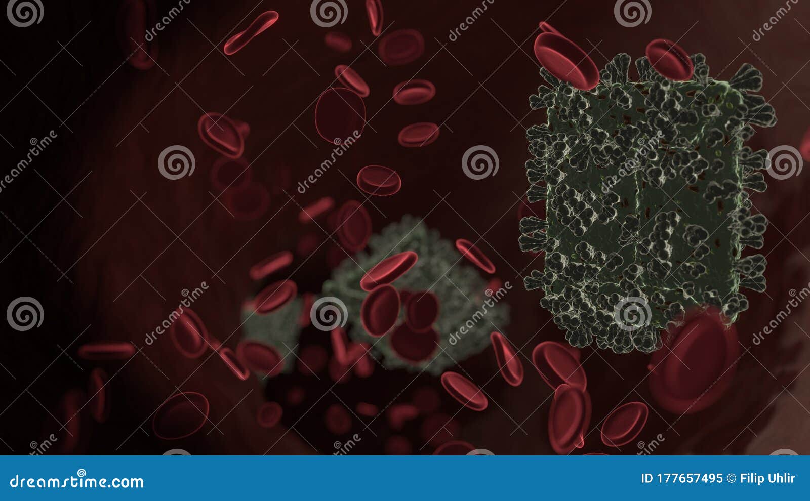 Microscopic 3D Rendering View of Virus Shaped As Symbol of Sealed ...