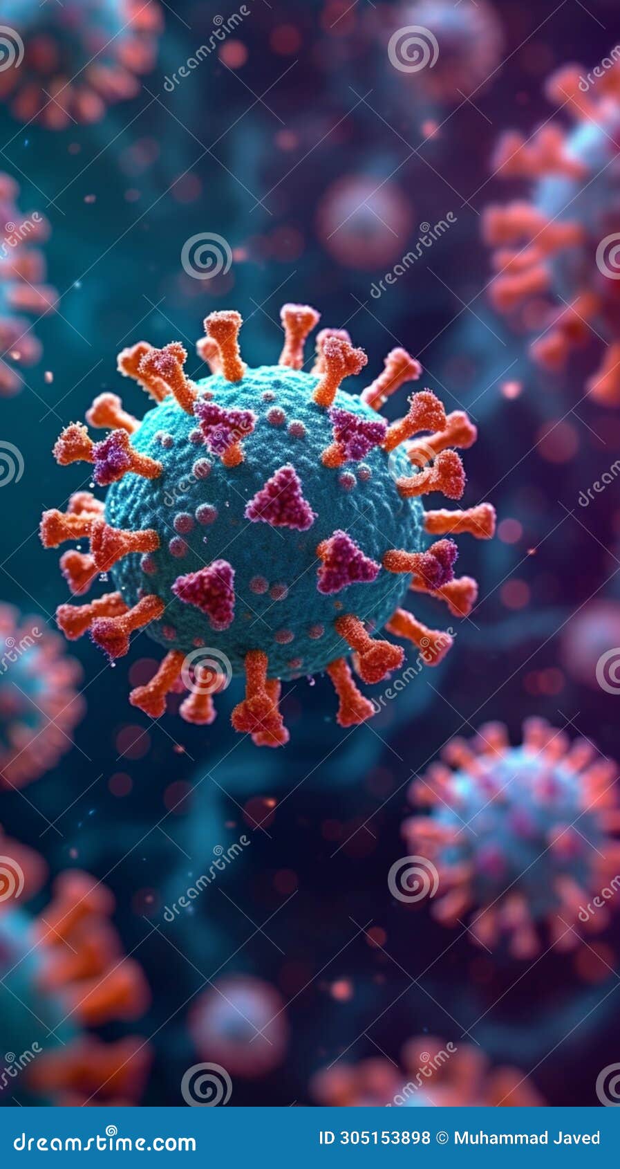 Realistic 3d Coronavirus Virion Virus Background Design Vector ...